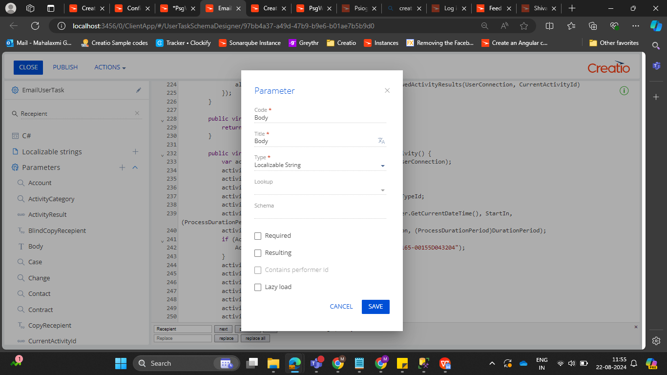 Certain field types not available in Custom UserTask. | Community Creatio